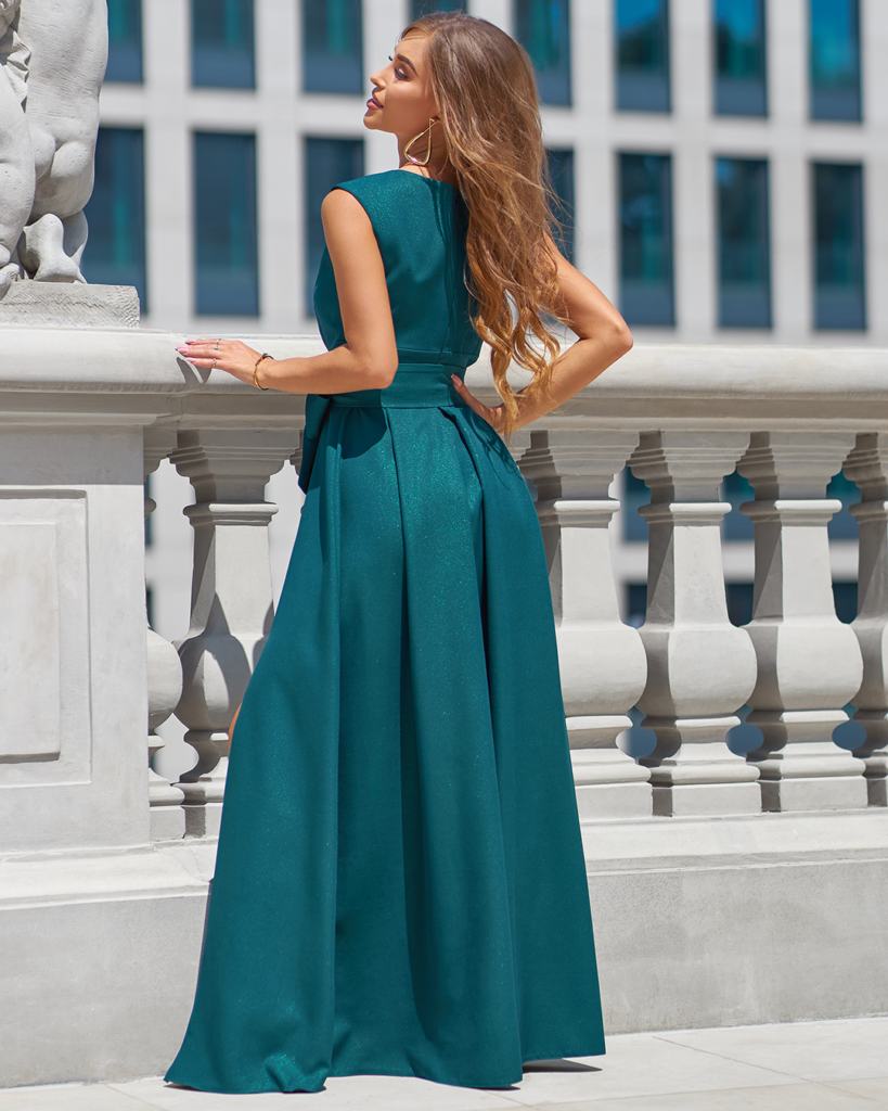 Lea 2 ZIELONA DŁUGA ROZKLOSZOWANA SUKIENKA - Fashion Boutique Ivvi.pl