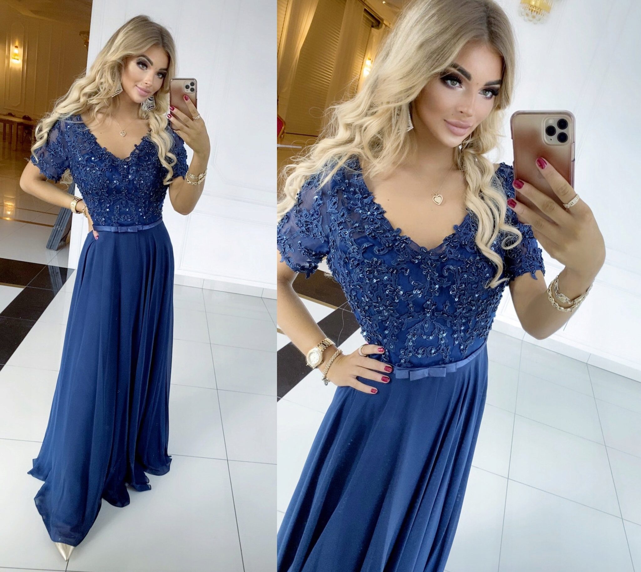 Sharon rękawek długa sukienka z koronką 4 kolory - Fashion Boutique Ivvi.pl